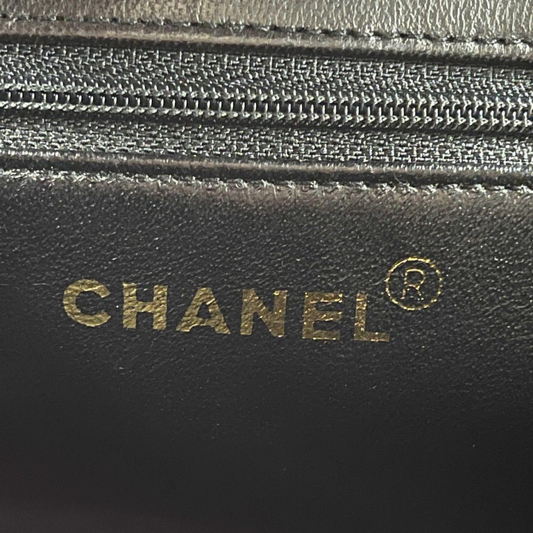 CHANEL Vintage 1990's Camellia Mini Evening Flap Black Crossbody at 1stDibs