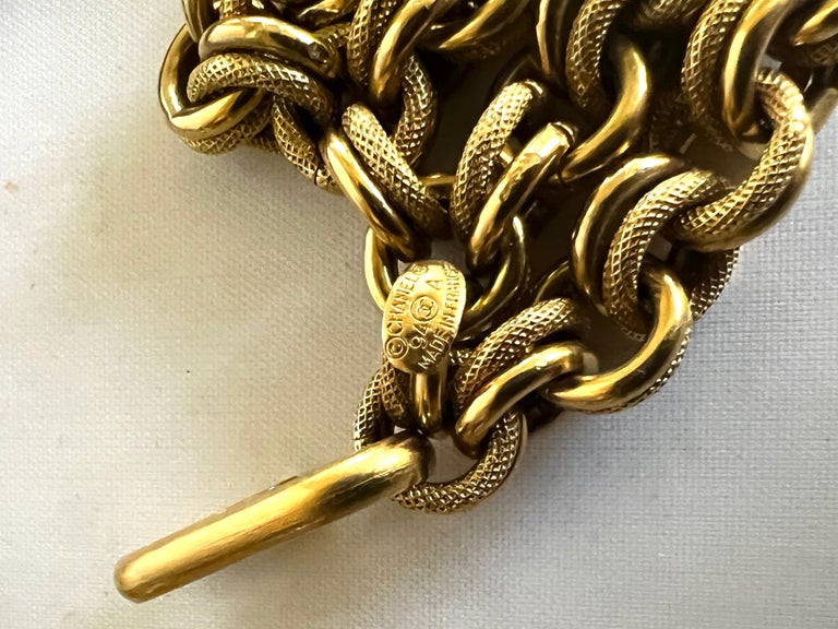 Chanel Vintage 1990's Double CC Logo Gilt Chain Belt For Sale at 1stDibs