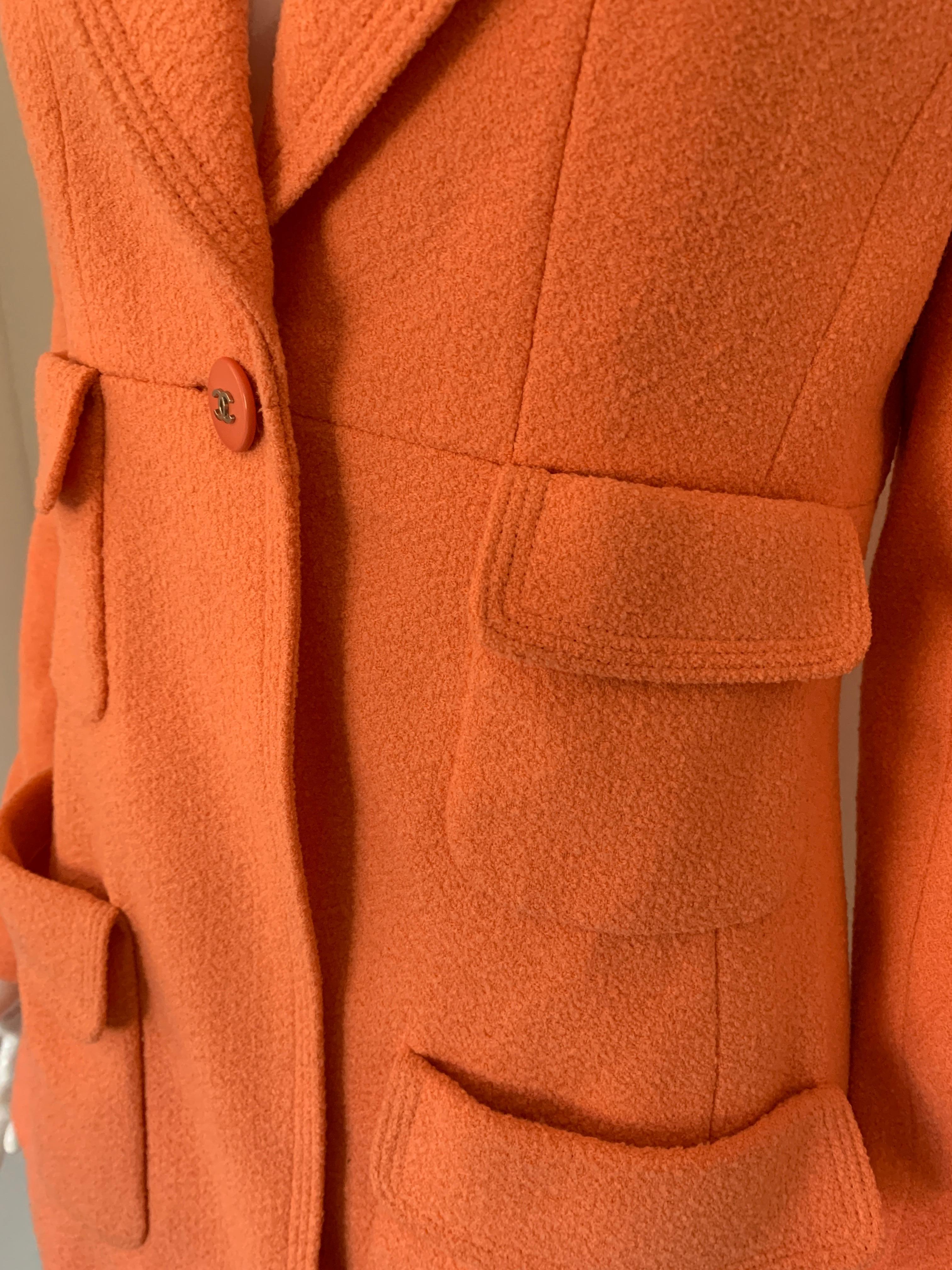 Chanel Vintage 1992 Single Breasted Coral Jacket For Sale at 1stDibs ...