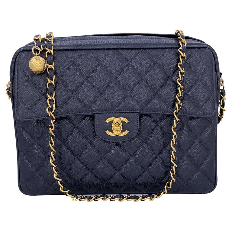 Chanel Vintage 1994 Navy Blue Caviar Flap Camera Case Bag 24k GHW 66292 ...