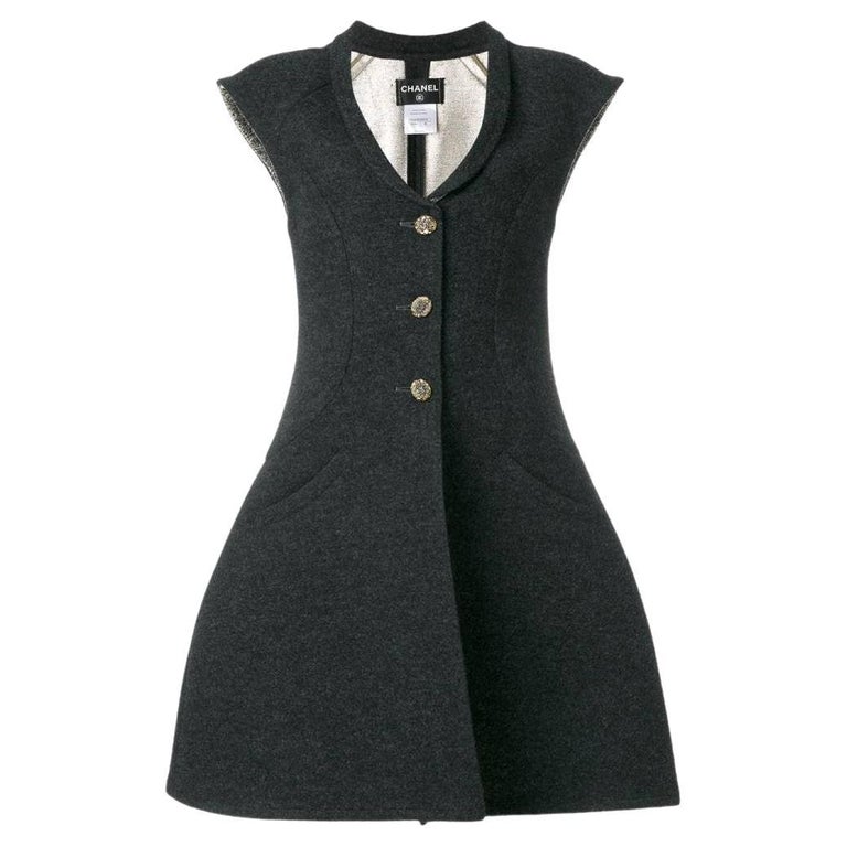 Chanel Vintage 2000s dark grey mid-length vest-overcoat dress For Sale ...