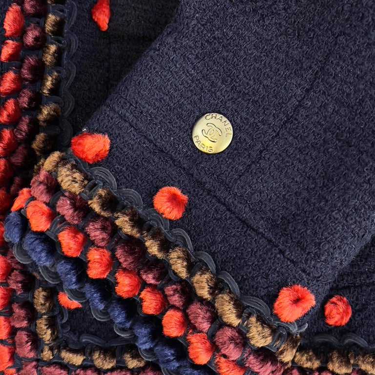 CHANEL- Vintage 90s 97A Boucle Jacket and Pant Set - Navy Blue - 42 US ...