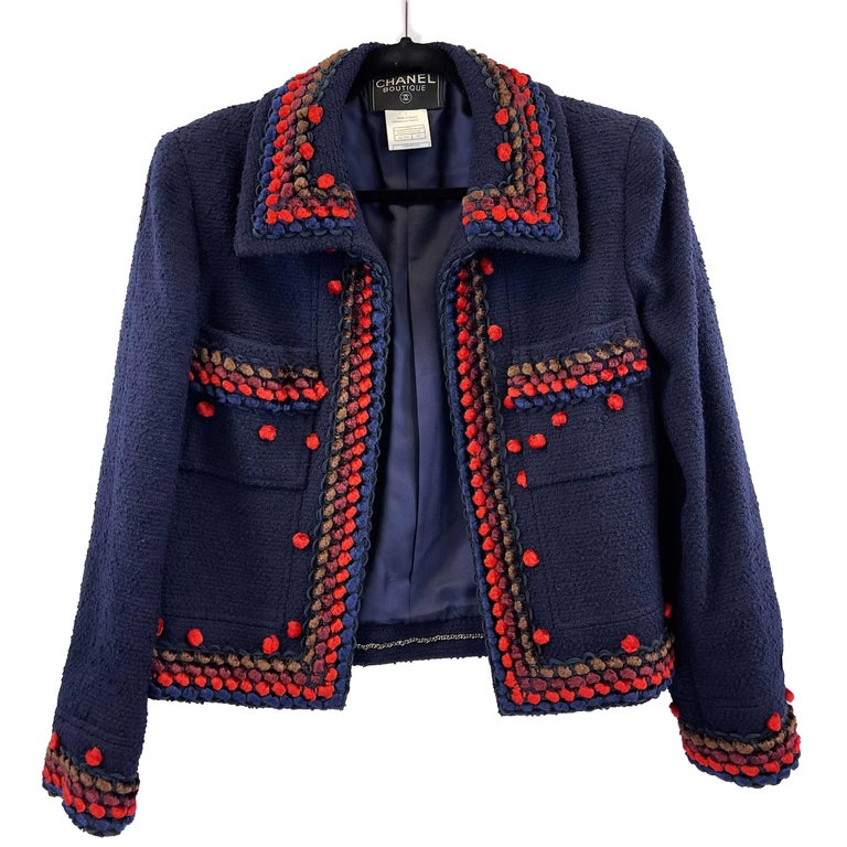 CHANEL- Vintage 90s 97A Boucle Jacket and Pant Set - Navy Blue - 42 US ...