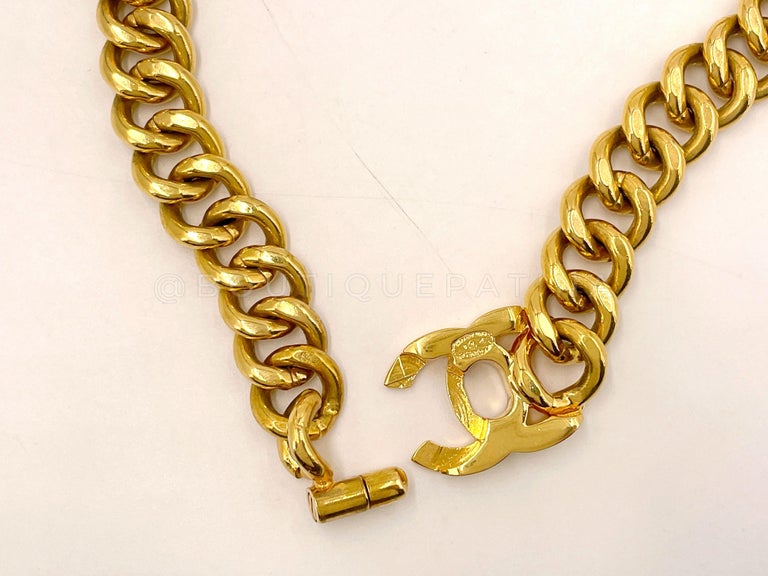 Chanel Vintage 95A Turnlock CC Choker Necklace Chunky Chain 66407 For ...