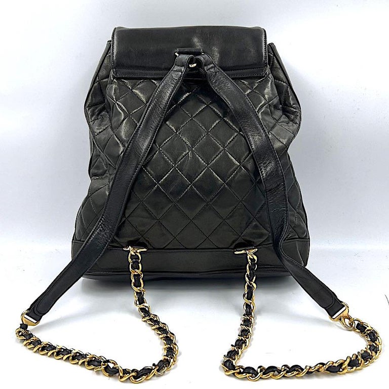CHANEL Vintage Backpack in Black Smooth Calfskin Leather For Sale at ...