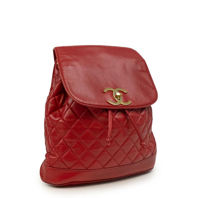 CHANEL, Vintage Backpack in Red Leather at 1stDibs