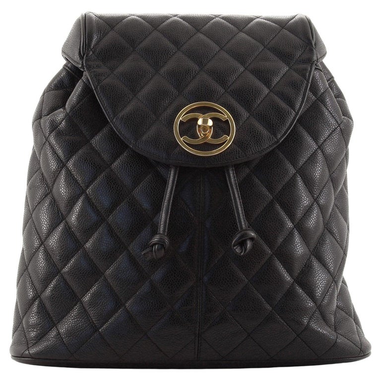 Chanel Vintage Backpack Quilted Caviar Large at 1stDibs
