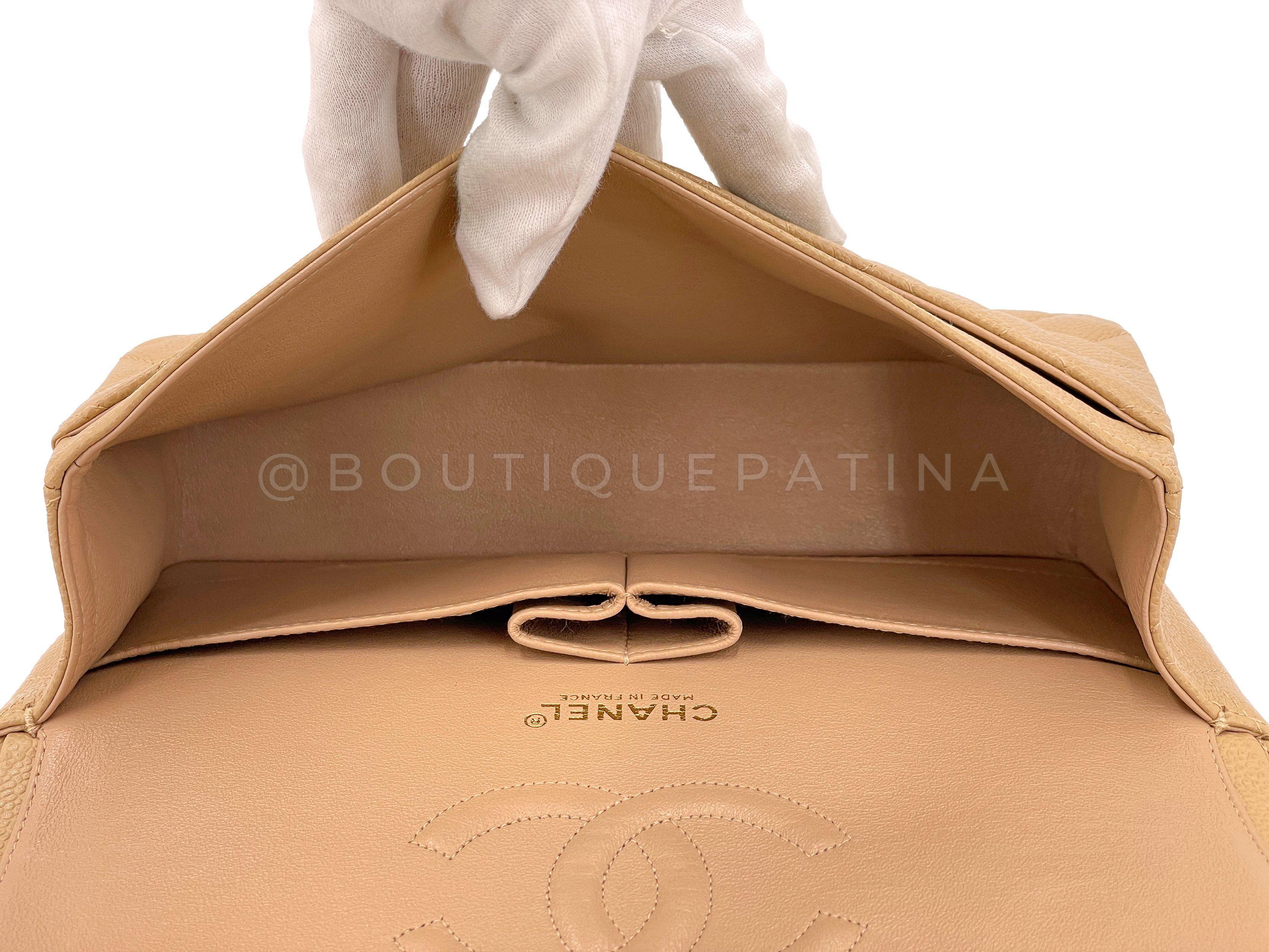 Chanel Vintage Beige Caviar Medium Classic Double Flap Bag 24k GHW ...