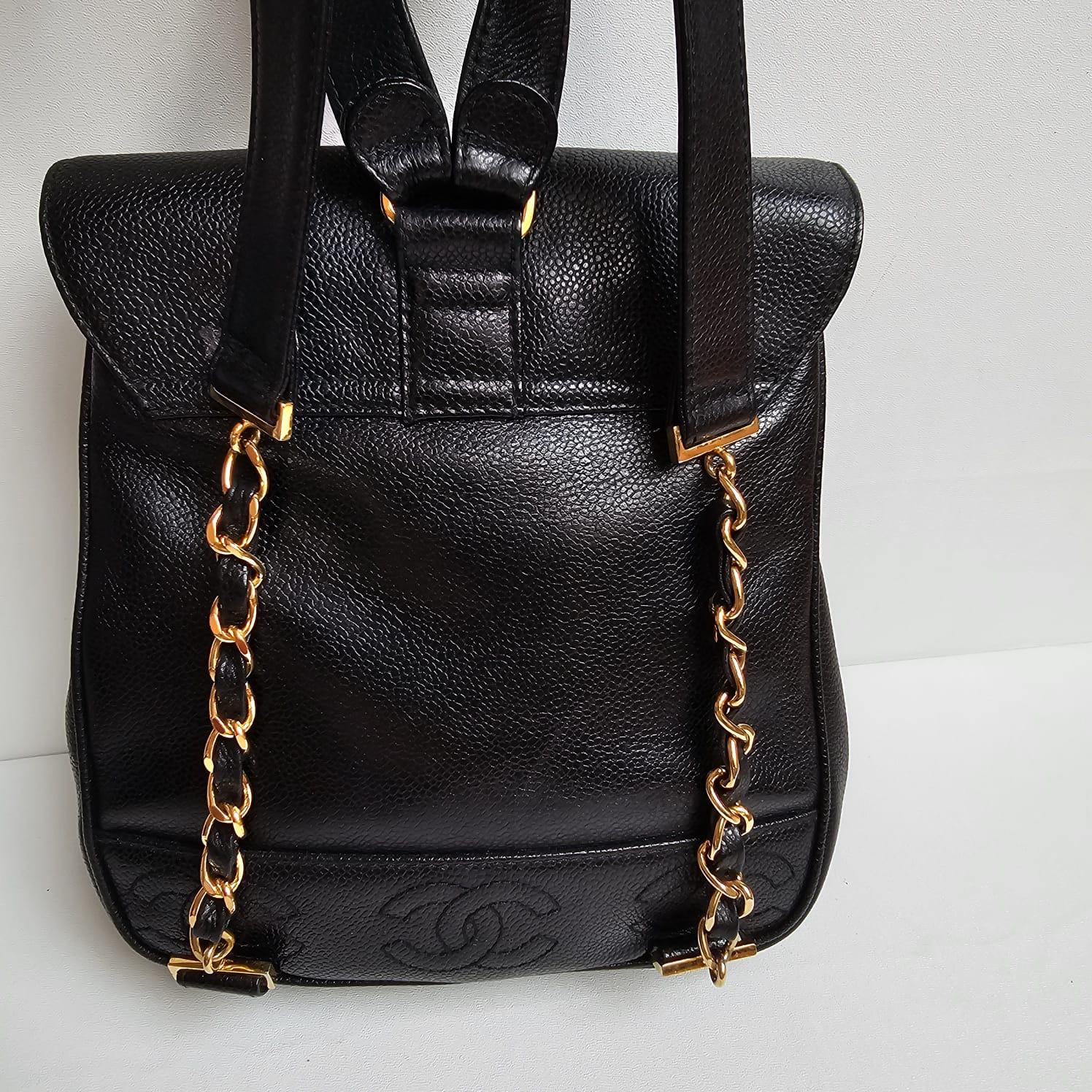 Chanel Vintage Black Caviar Small Backpack For Sale at 1stDibs