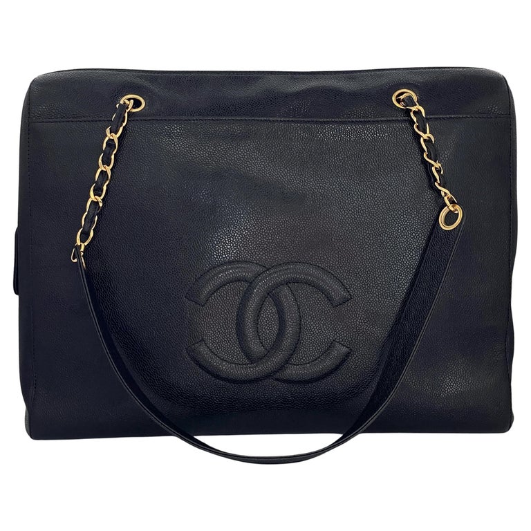 Chanel Vintage Black Caviar Weekender Large Shopper Tote Bag 24k GHW ...