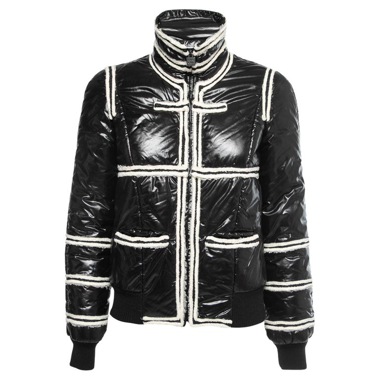 Chanel Vintage Black Contrast Trimmed Synthetic Zip Front Jacket S For ...