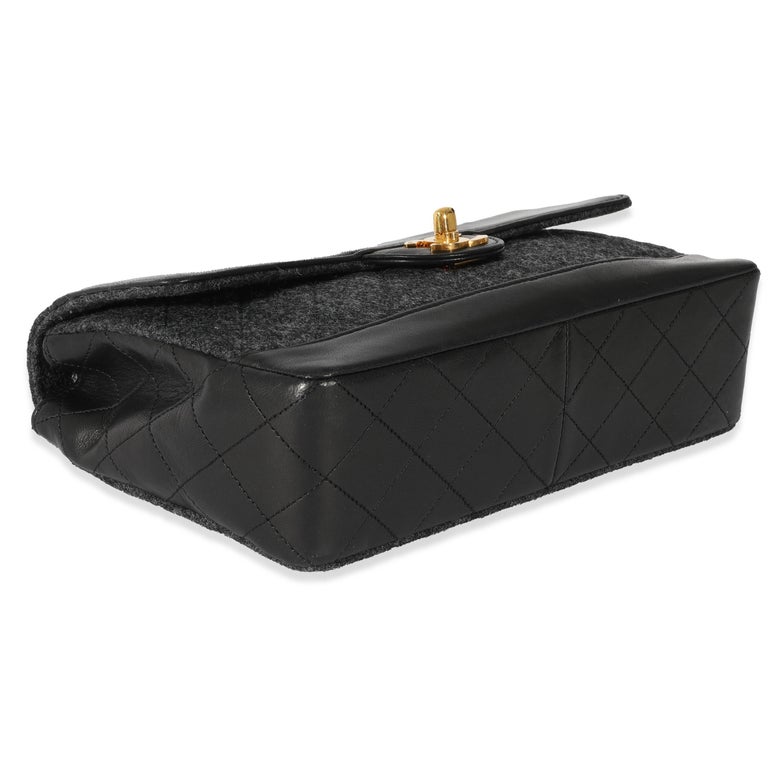 Chanel Vintage Black Lambskin and Grey Felt Classic Flap Bag For Sale ...
