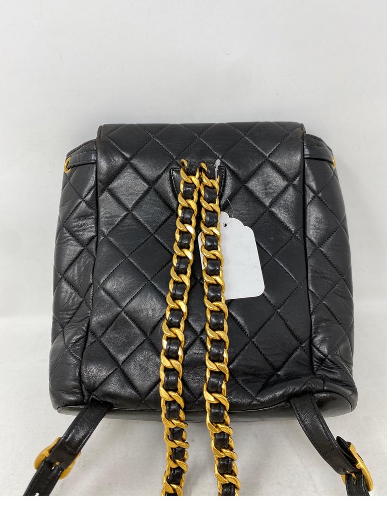 Chanel Vintage Black Leather Backpack For Sale at 1stDibs