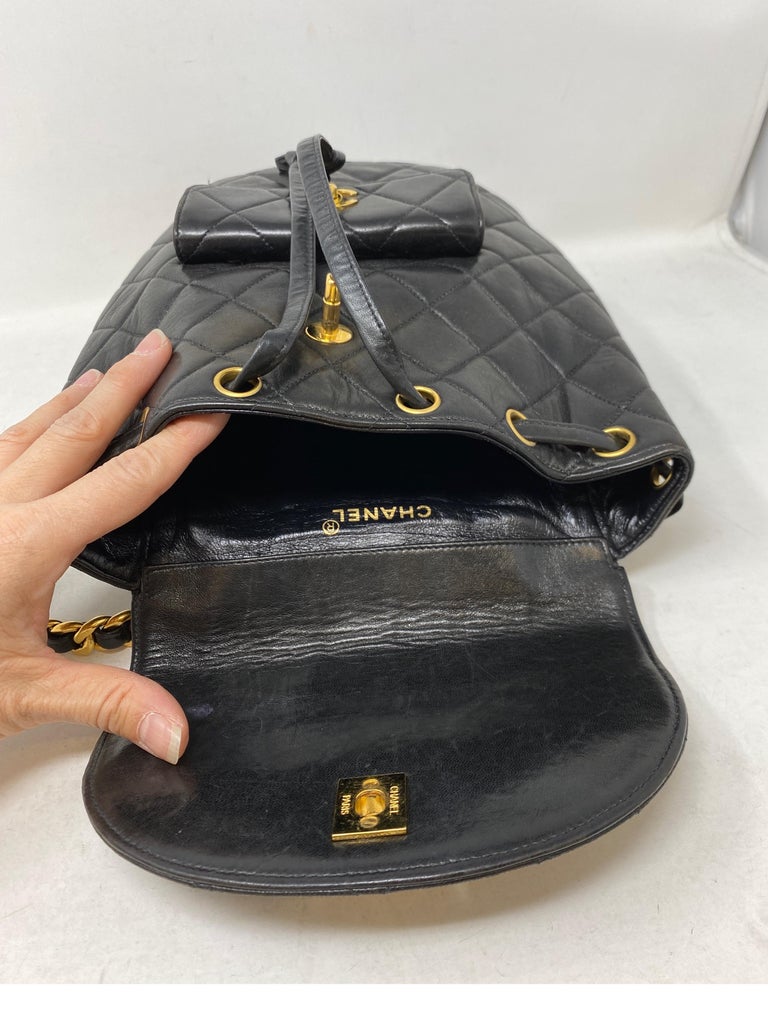 Chanel Vintage Black Leather Backpack For Sale at 1stDibs