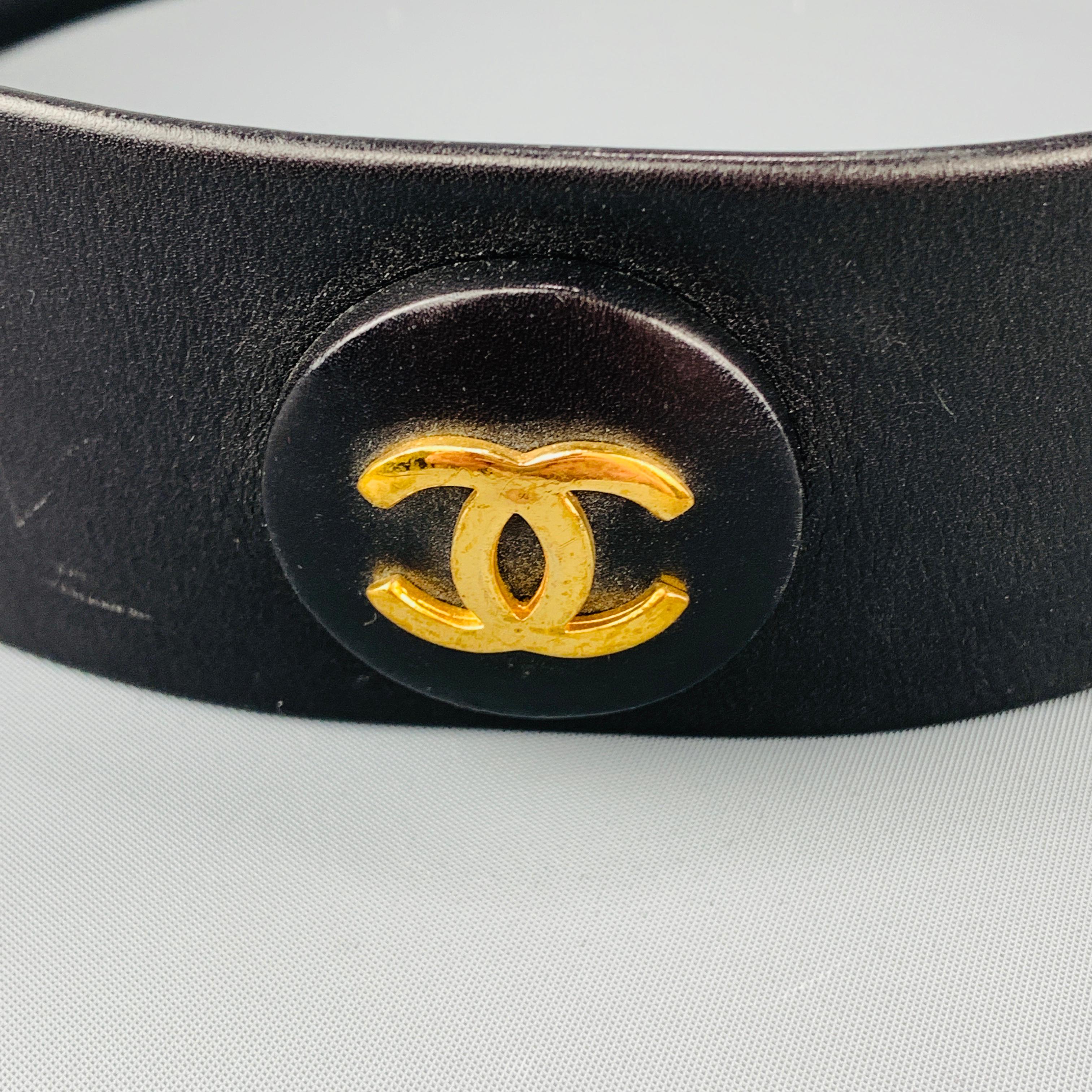 CHANEL Vintage Black Leather Gold Tone Woven Chain Buckle Ornament Belt ...