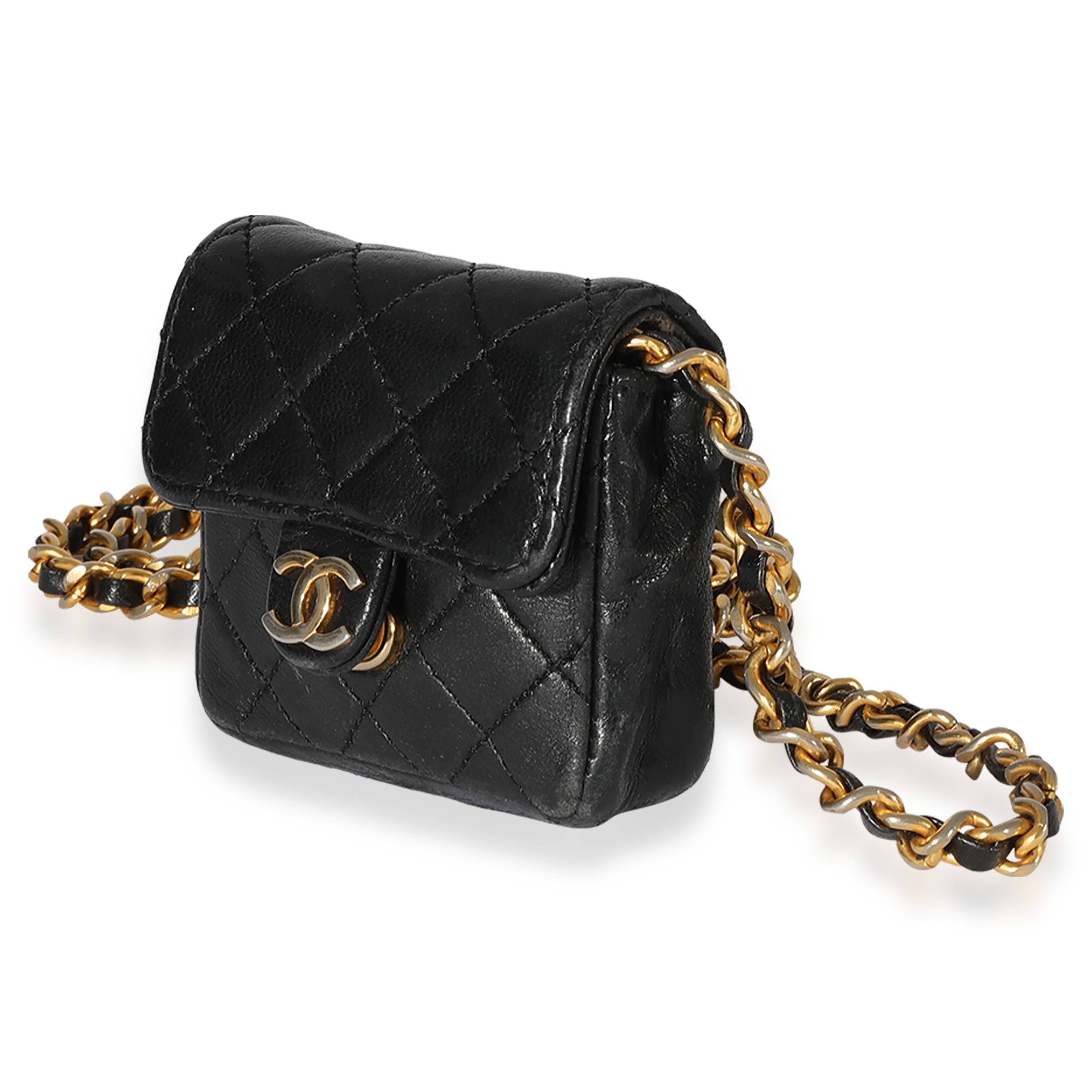 Chanel Vintage Black Quilted Lambskin Micro Flap Bag at 1stDibs ...