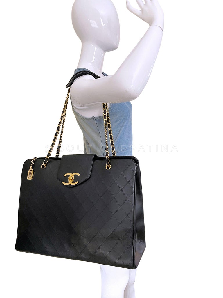 Chanel Vintage Black Quilted Supermodel XL Weekender Tote Bag 24k GHW ...