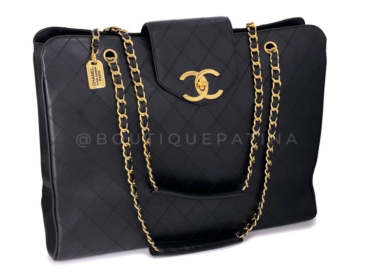 Chanel Vintage Black Quilted Supermodel XL Weekender Tote Bag 24k GHW ...