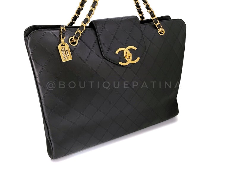 Chanel Vintage Black Quilted Supermodel XL Weekender Tote Bag 24k GHW ...