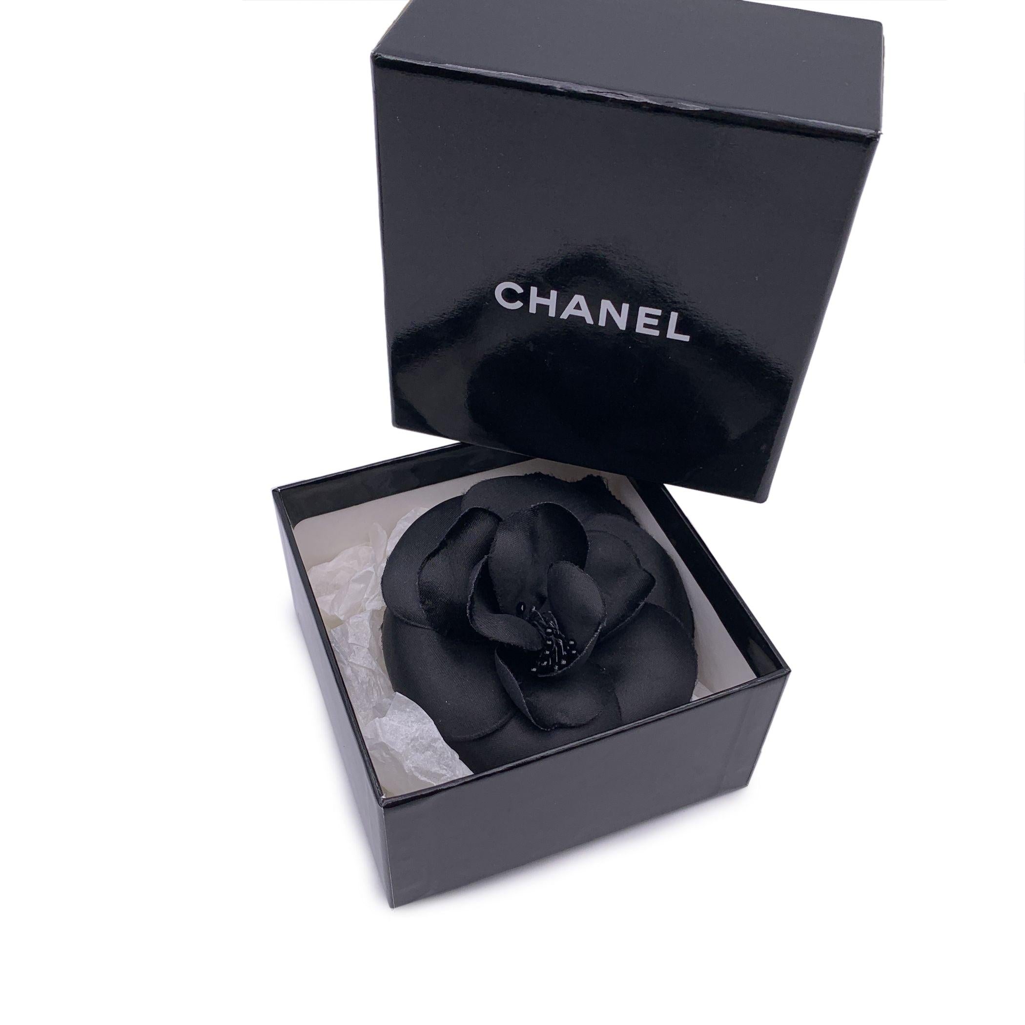 Chanel Vintage Black Satin Flower Brooch Pin Camelia Camellia For Sale ...