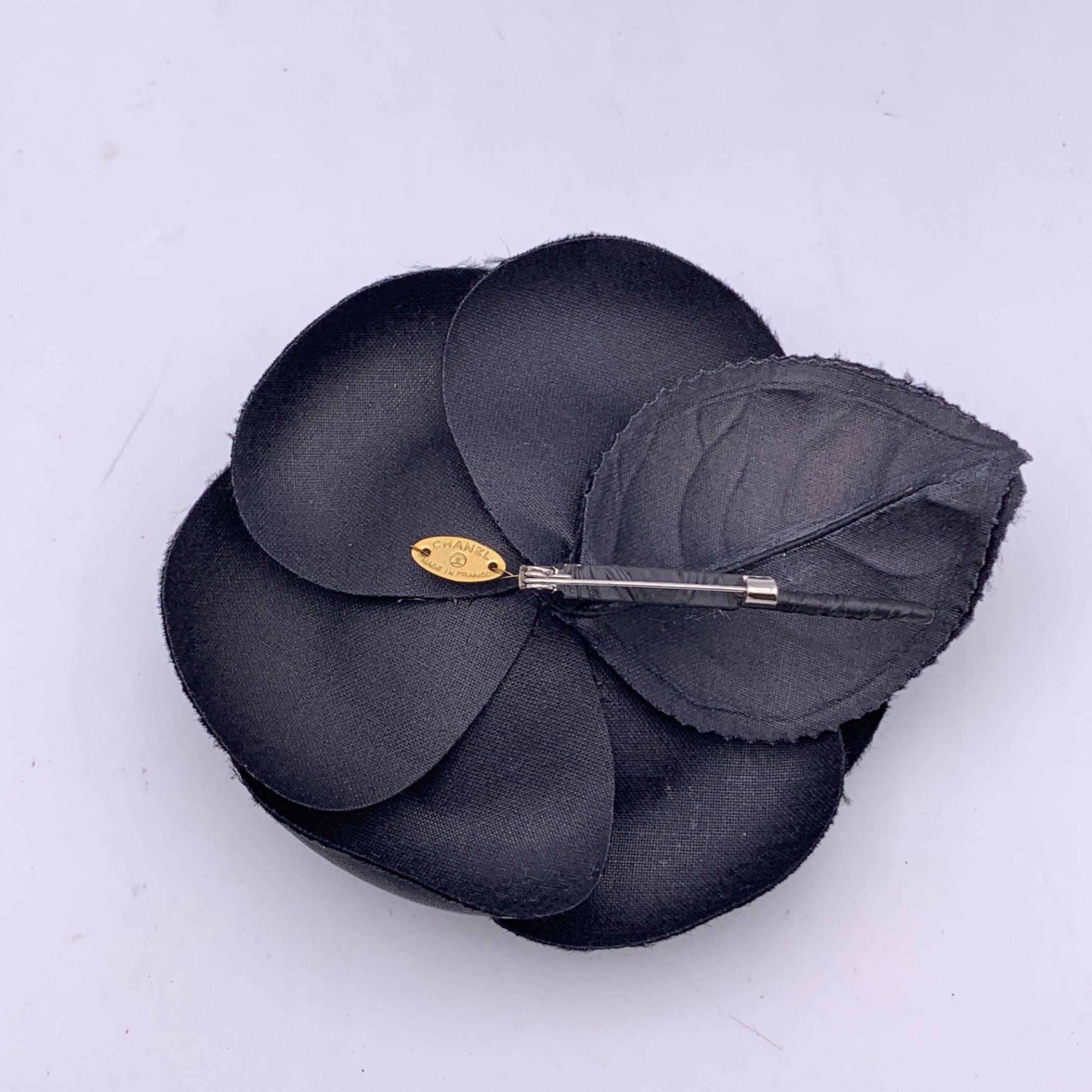 Chanel Vintage Black Satin Flower Brooch Pin Camelia Camellia For Sale ...