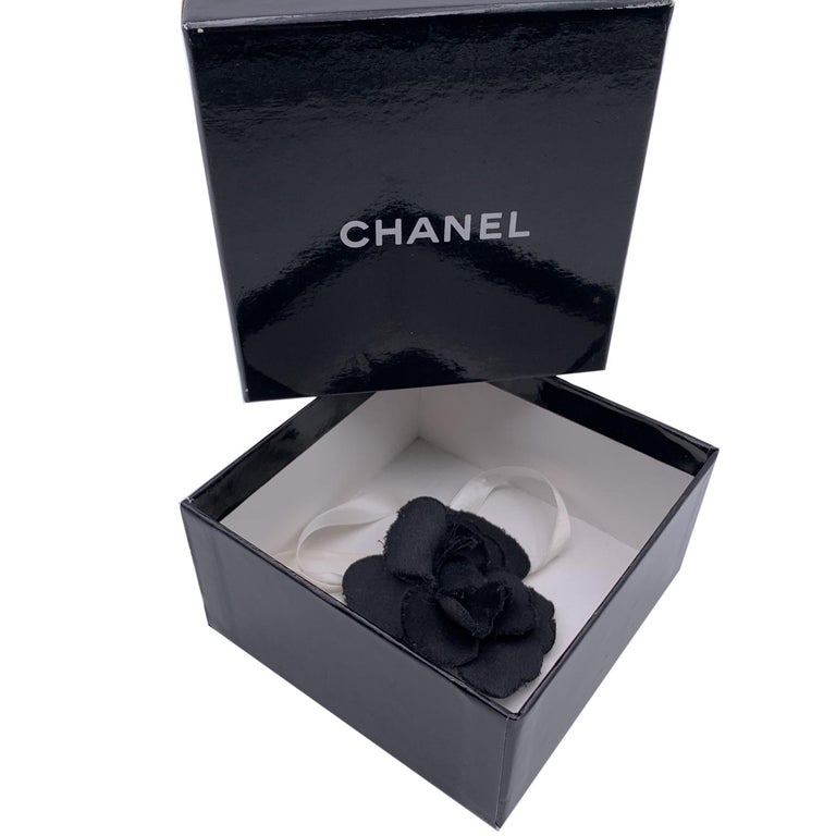Chanel Vintage Black Silk Flower Brooch Pin Camelia Camellia For Sale ...