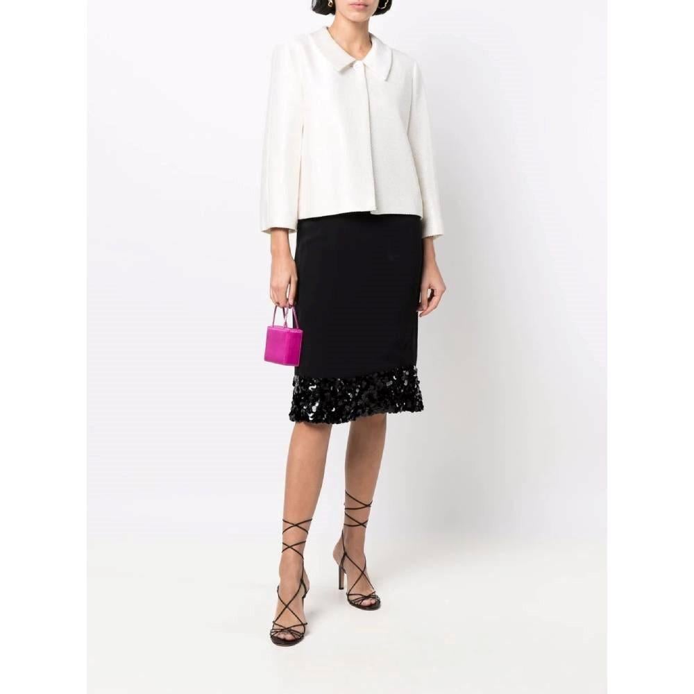 Chanel Vintage black silk straight midi 2000s sequined skirt For Sale ...