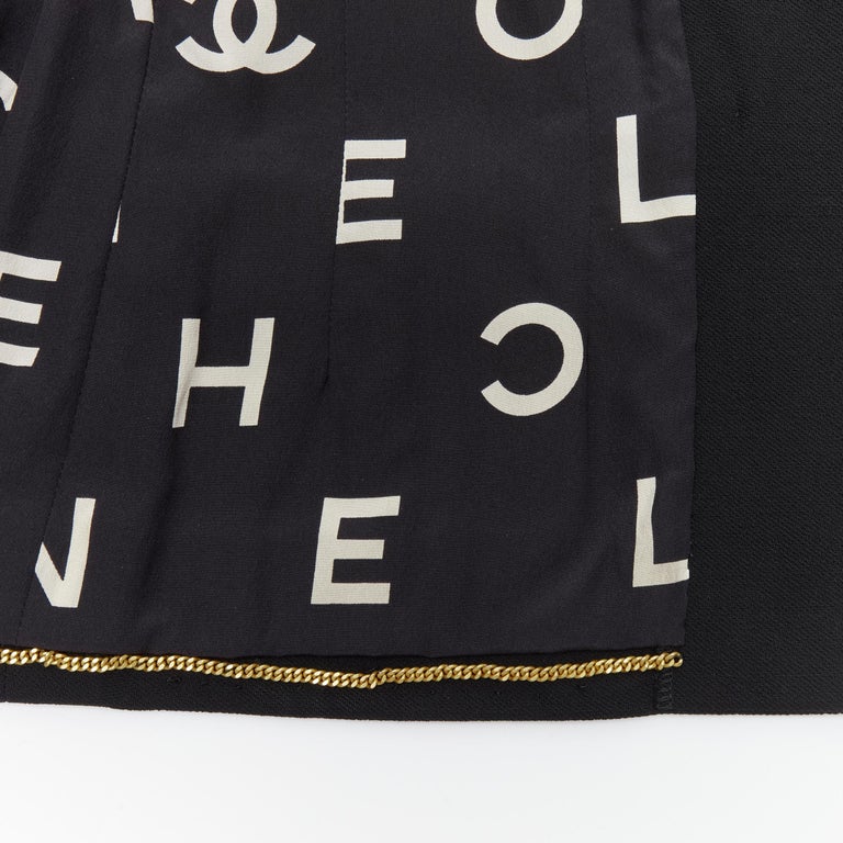 CHANEL Vintage black wool crepe CC button silk lined little black ...