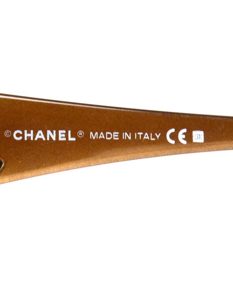 Chanel Vintage Brown Rimless Aviator/Shield Style CC Sunglasses W/ Box ...