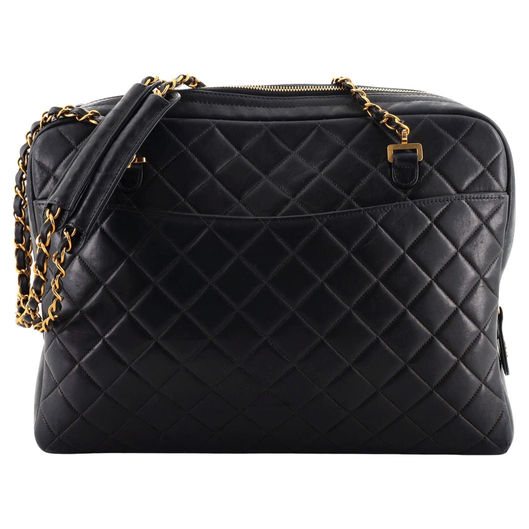 Chanel Vintage Camera Bag Quilted Leather Large For Sale at 1stDibs