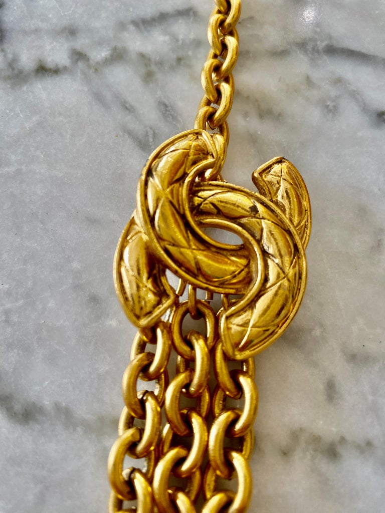 Chanel Vintage CC Belt Gilt Gold Chain, France, 1990s For Sale at 1stDibs