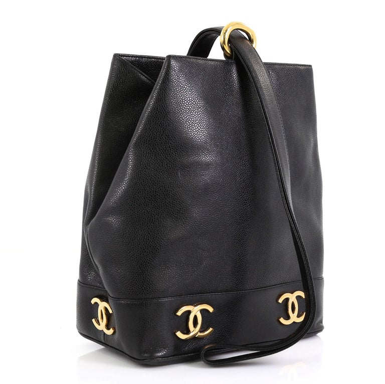 Chanel Vintage CC Bucket Shoulder Bag Caviar Small at 1stDibs