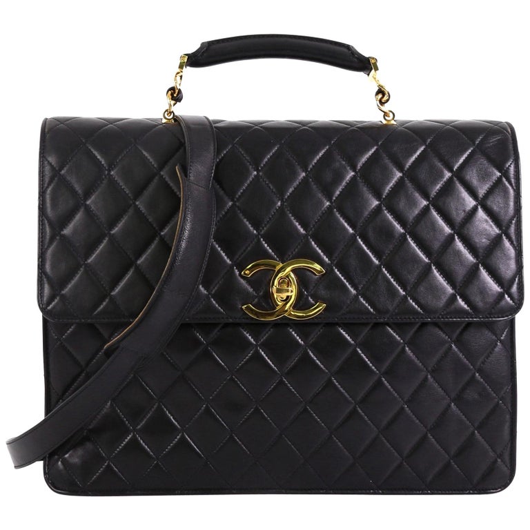 Chanel Vintage CC Convertible Briefcase Quilted Lambskin Large at 1stdibs