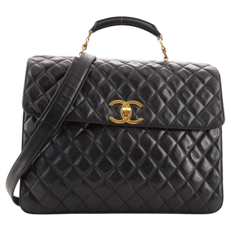 Chanel Vintage CC Convertible Briefcase Quilted Lambskin Large For Sale ...