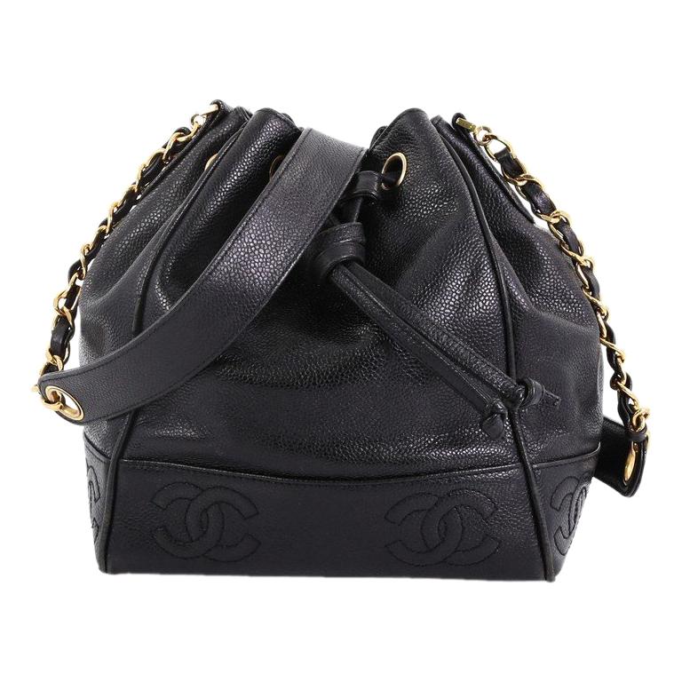Chanel Vintage CC Drawstring Bucket Bag Caviar Small at 1stDibs
