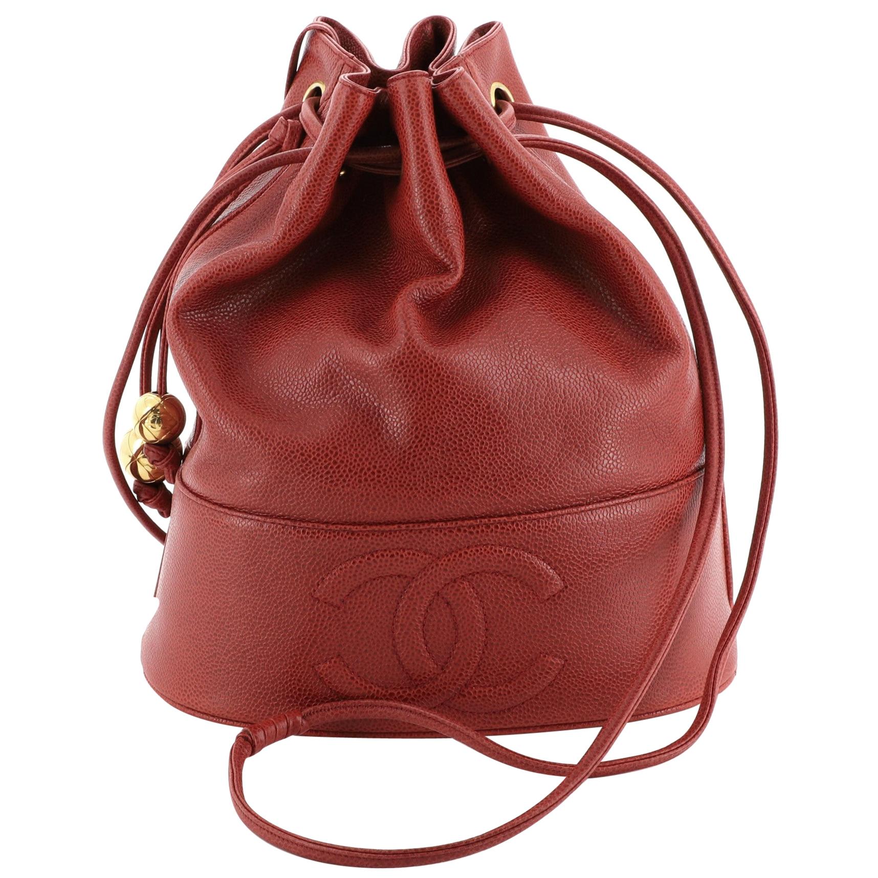 Chanel Vintage CC Drawstring Bucket Bag Caviar Small at 1stDibs