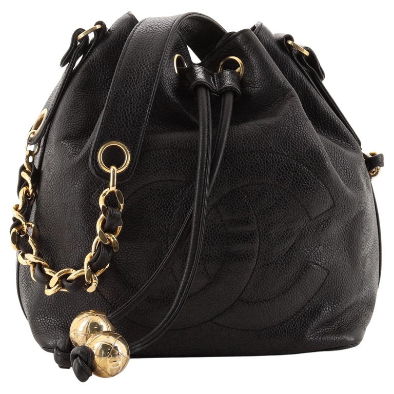 Chanel Vintage CC Drawstring Bucket Bag Caviar Small at 1stDibs