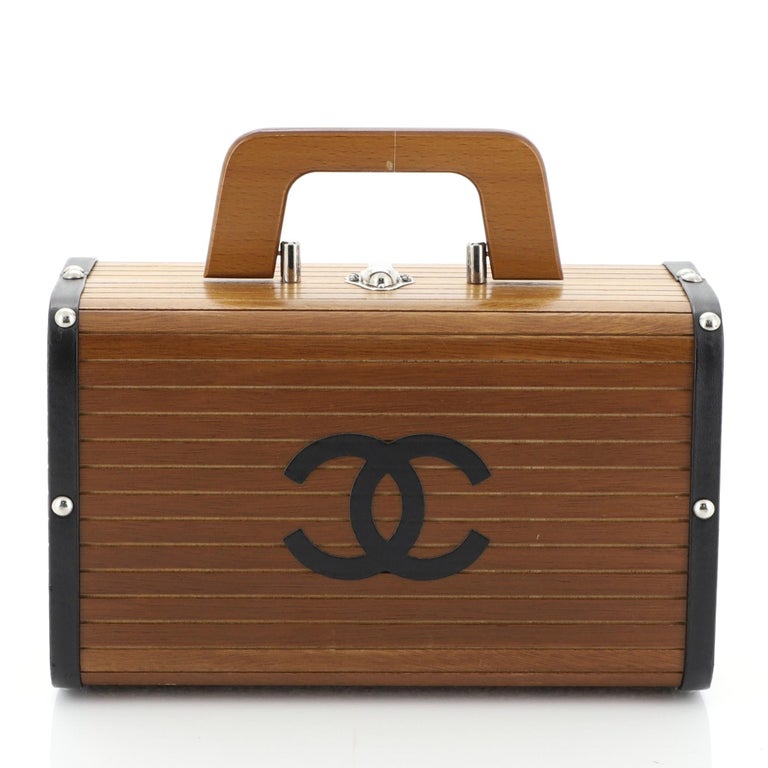 Chanel Vintage CC Logo Trunk Case Wood at 1stDibs