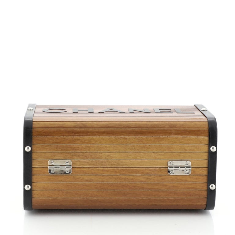 Chanel Vintage CC Logo Trunk Case Wood at 1stDibs