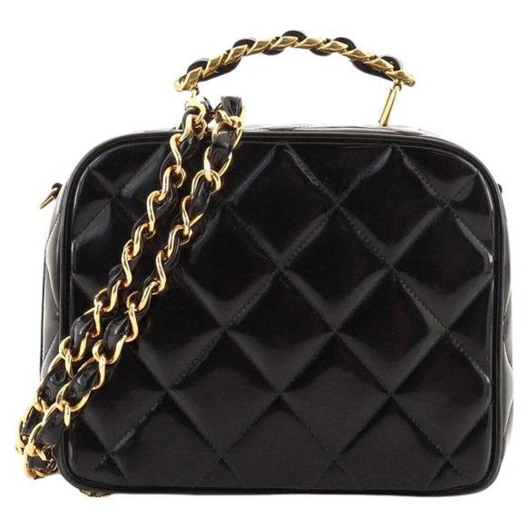 Chanel Vintage Chain Lunch Box Bag Quilted Patent Small at 1stDibs