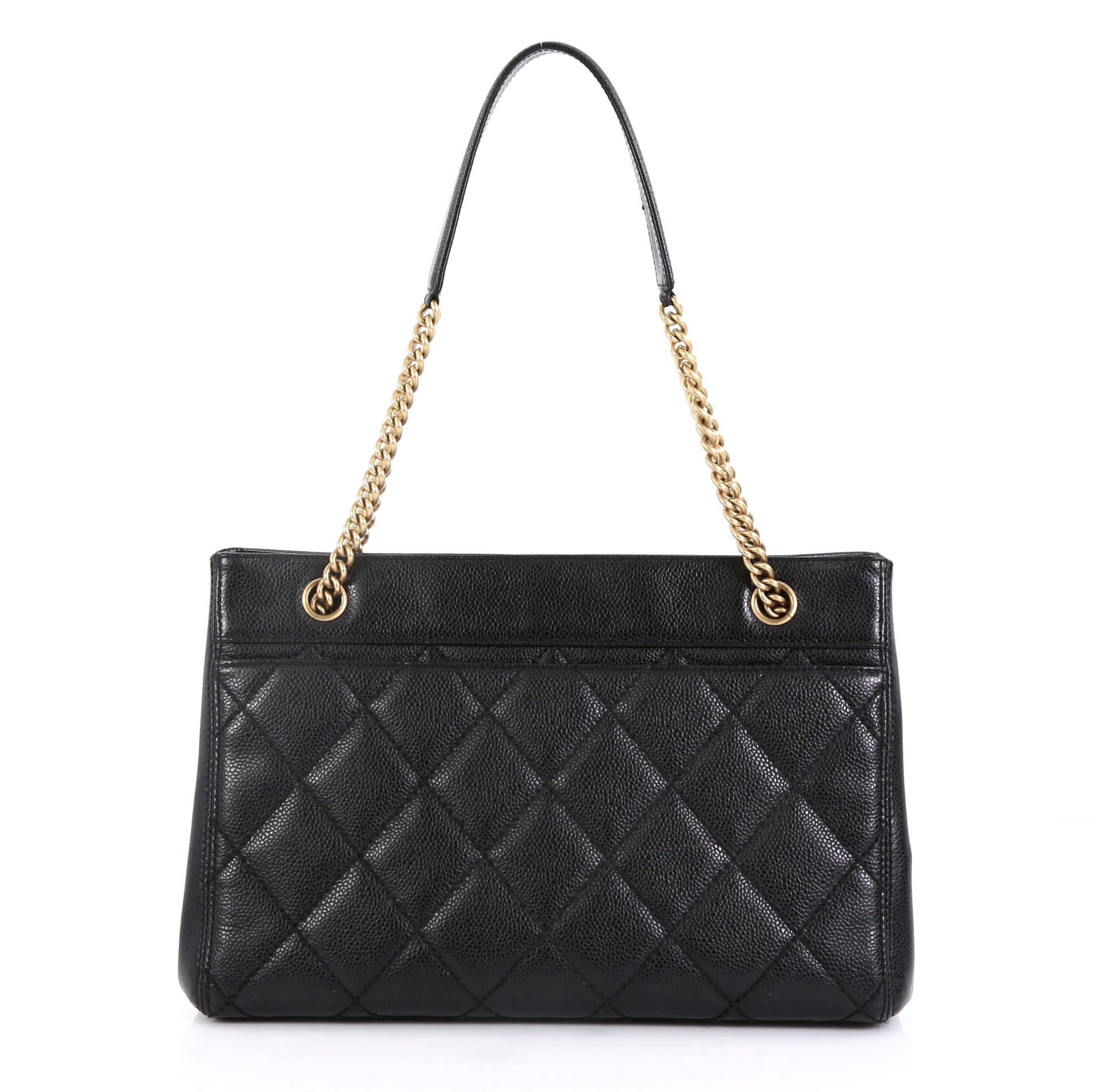 Chanel Vintage Chain Tote Quilted Caviar Medium at 1stDibs