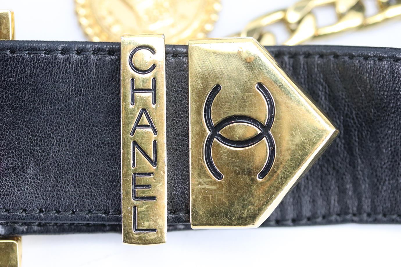 Chanel Vintage Chain Trimmed Leather Waist Belt 75cm at 1stDibs ...