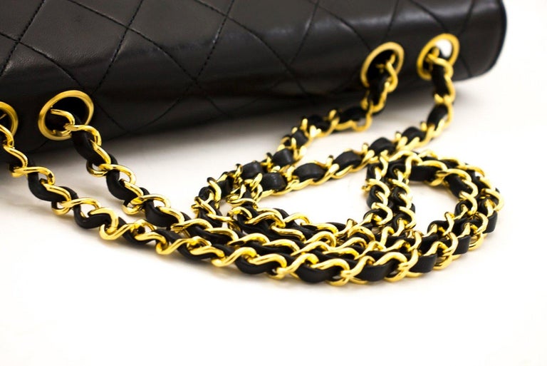 CHANEL Vintage Classic Chain Shoulder Bag Black Flap Quilted Lamb For ...