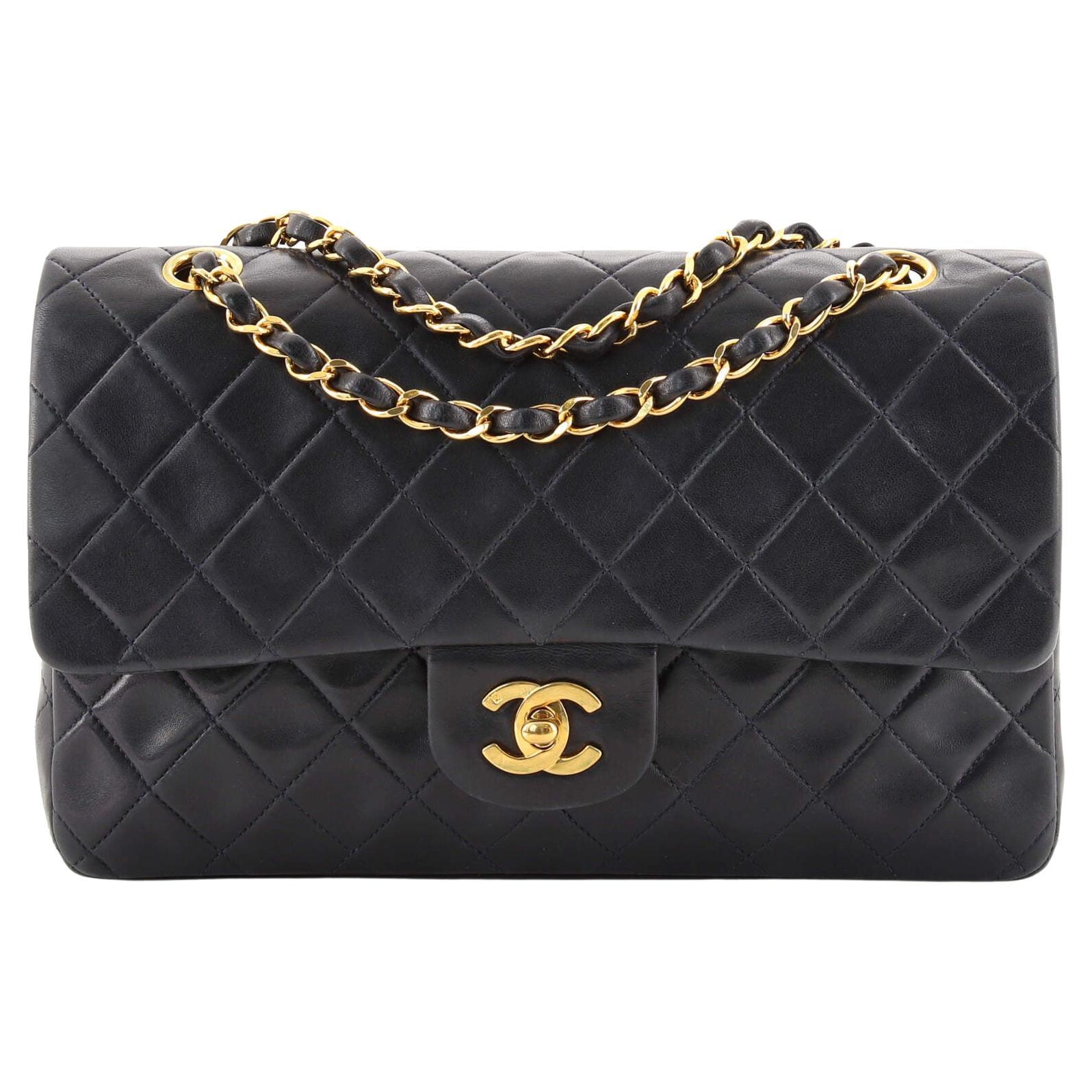Chanel Vintage Classic Double Flap Bag Quilted Lambskin Medium For Sale ...