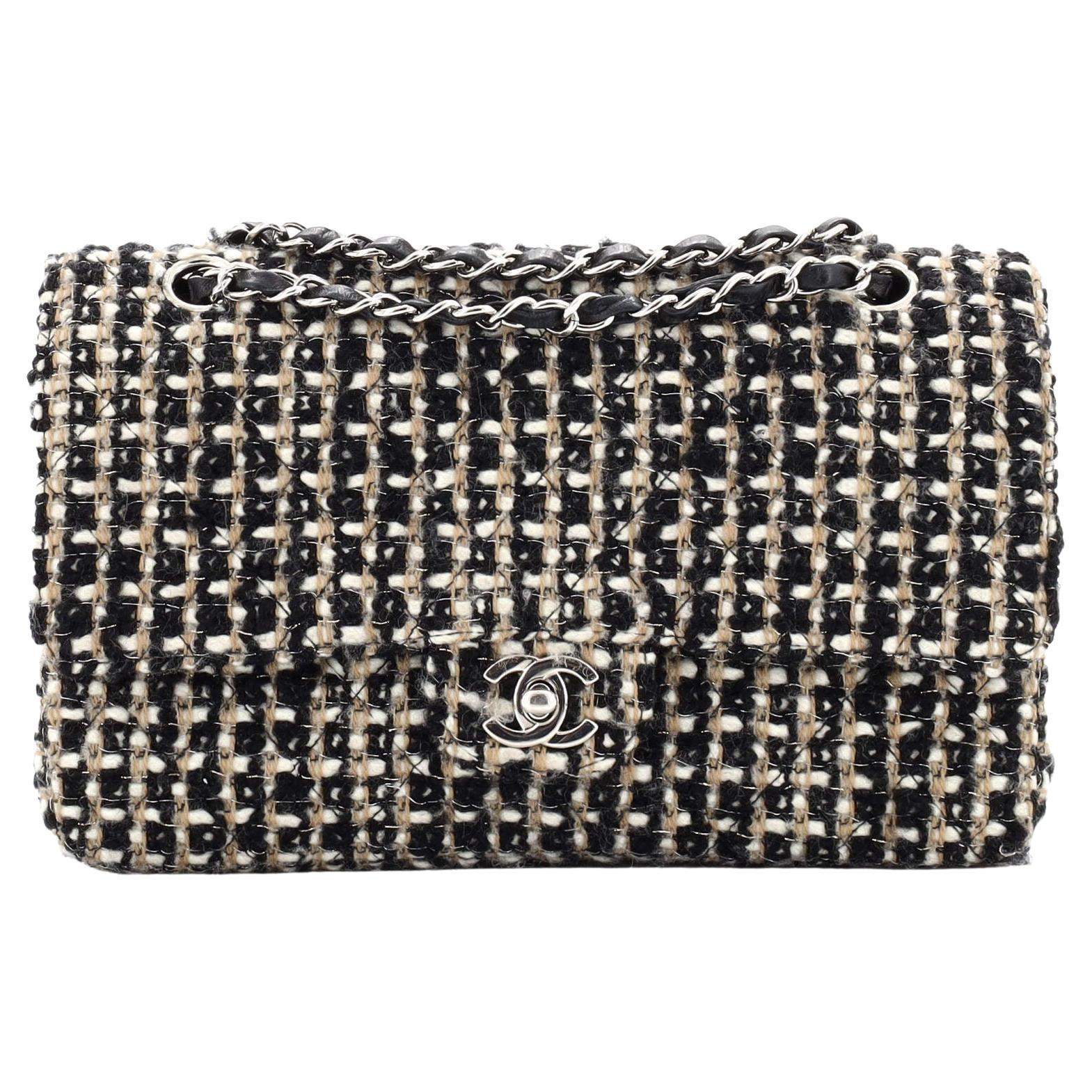 Chanel Tweed Double Flap Bag - 55 For Sale on 1stDibs