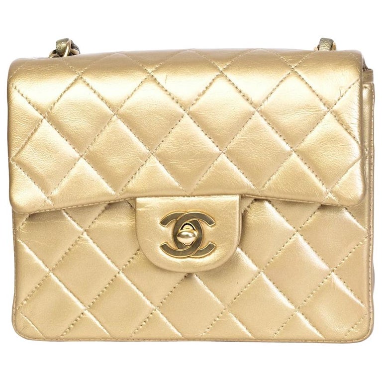 Chanel Vintage Classic Mini Flap Gold at 1stDibs