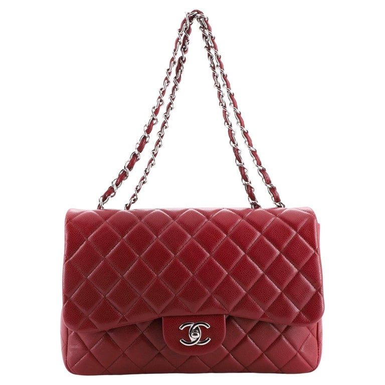 Chanel Vintage Classic Single Flap Bag Quilted Caviar Jumbo For Sale at ...