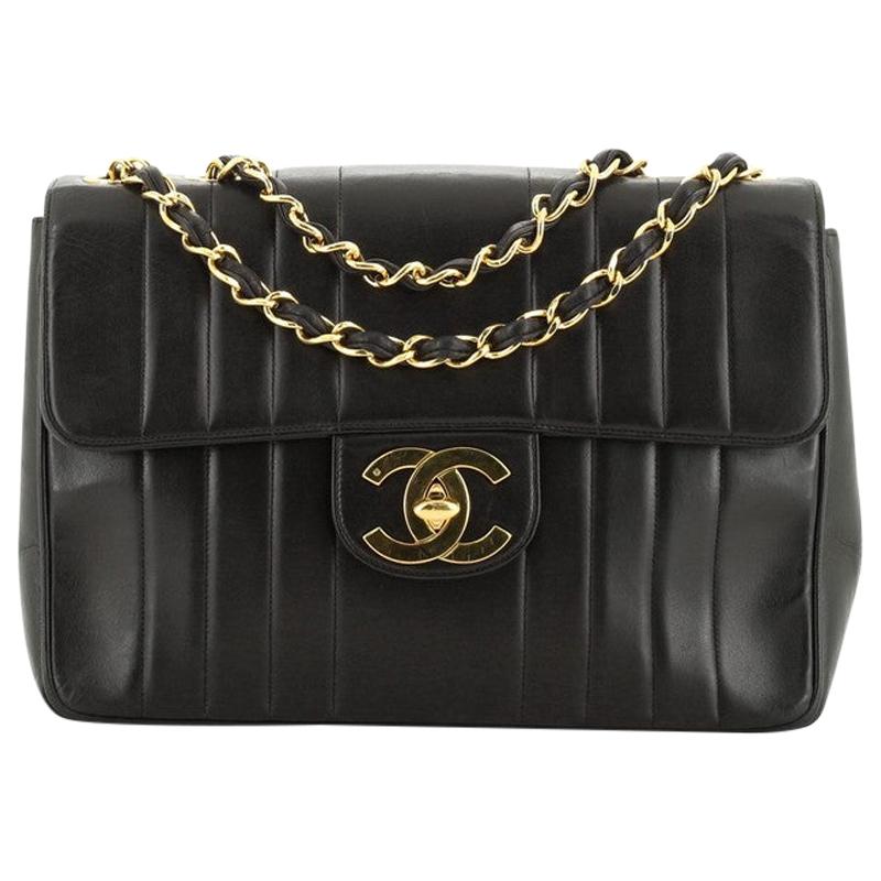Chanel Vintage Classic Single Flap Bag Vertical Quilt Lambskin Jumbo ...