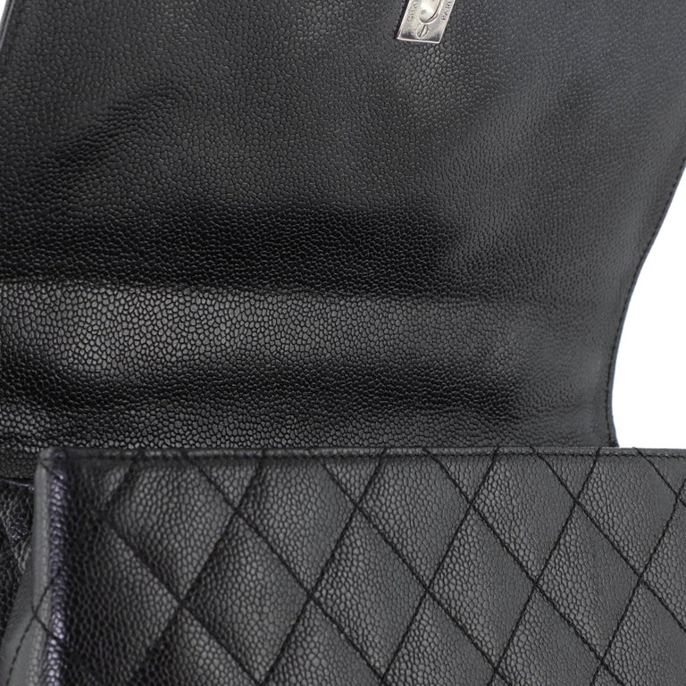 Chanel Vintage Classic Top Handle Flap Bag Quilted Caviar Jumbo at 1stDibs