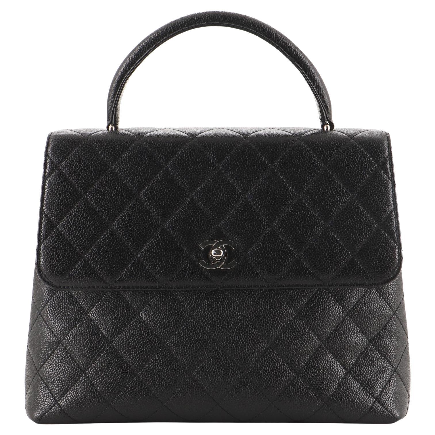 Chanel Coco Top Handle Bag Quilted Caviar with Lizard Small at 1stDibs